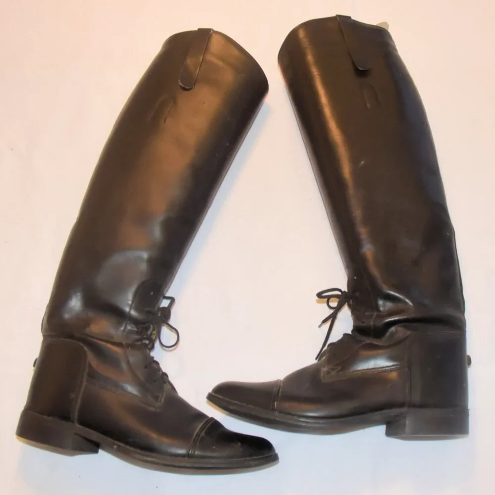 Vintage | Shoes | Vintage English Riding Tall Black Leather Equestrian ...